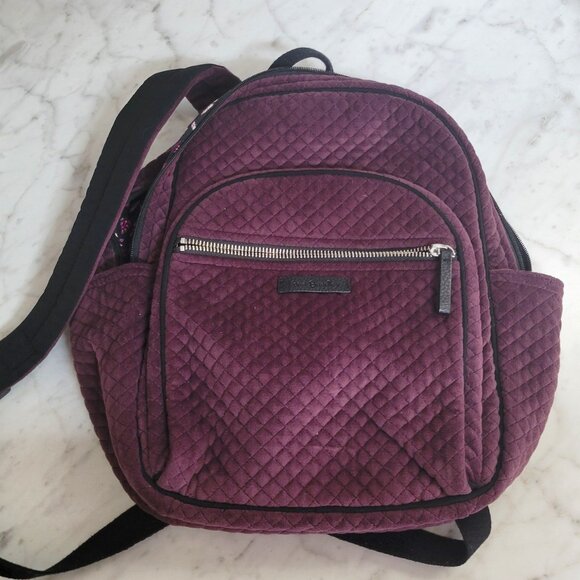 Vera Bradley | Bags | Vera Bradley Small Velvet Backpack In Dark Purple ...